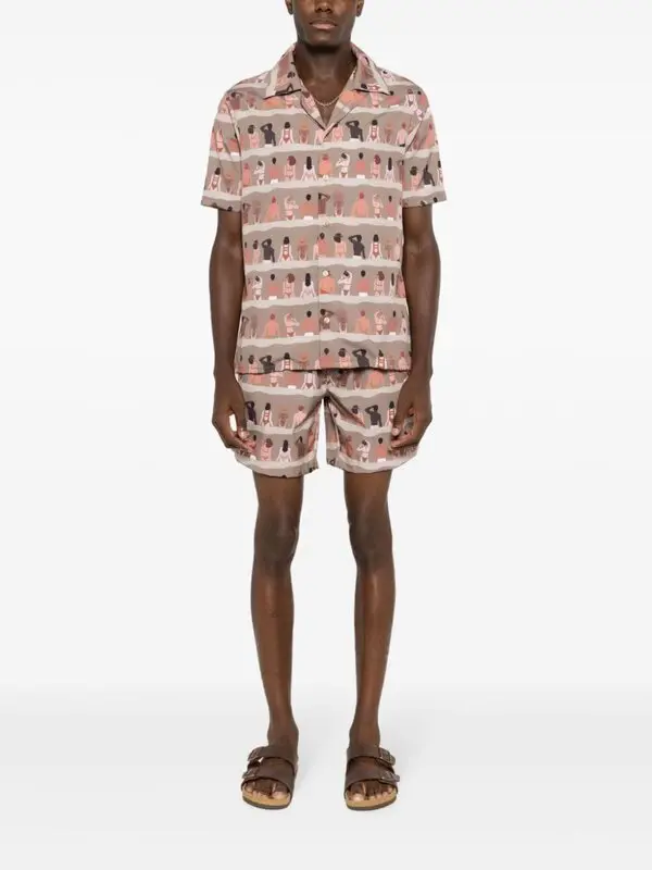 AMIR SLAMA Graphic-print Shorts - Brown
