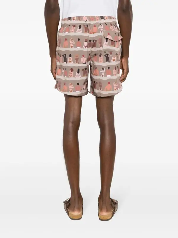 AMIR SLAMA Graphic-print Shorts - Brown