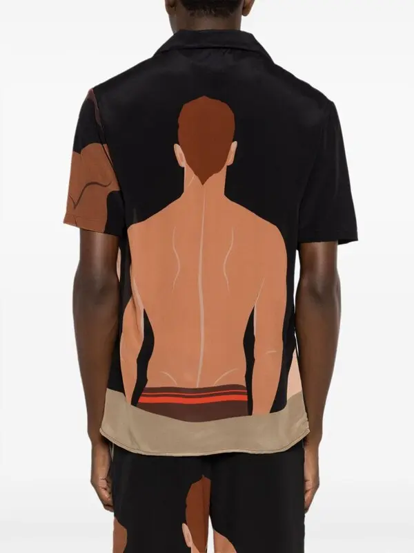 AMIR SLAMA Graphic-print Short-sleeved Shirt - Brown