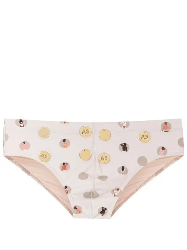 AMIR SLAMA Graphic-print Swim Shorts - Neutrals
