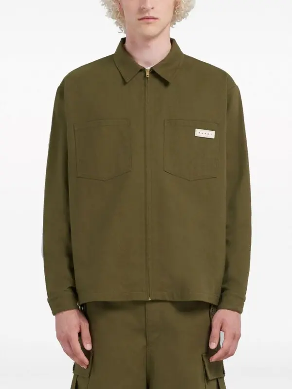 Marni Logo-patch Zip-up Shirt