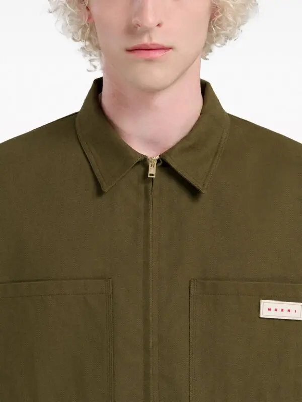 Marni Logo-patch Zip-up Shirt