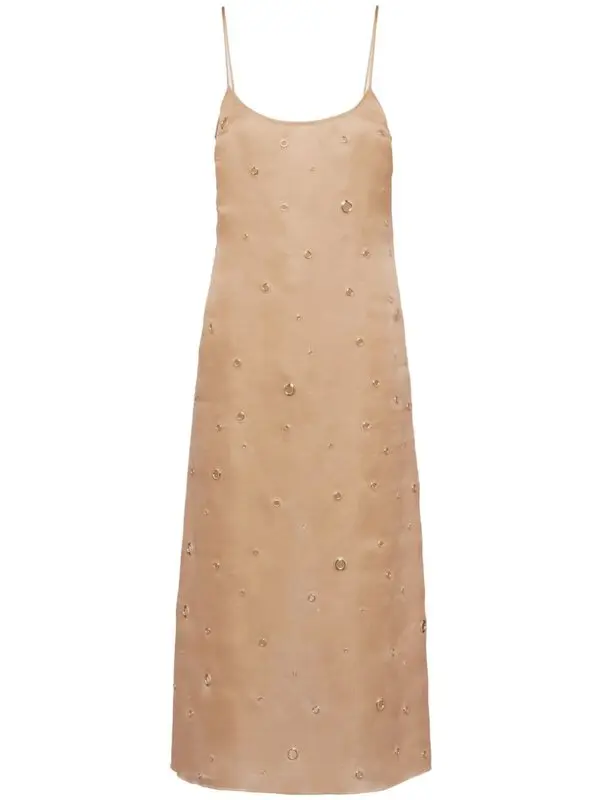 Prada Eyelet-detail Organza Midi Dress