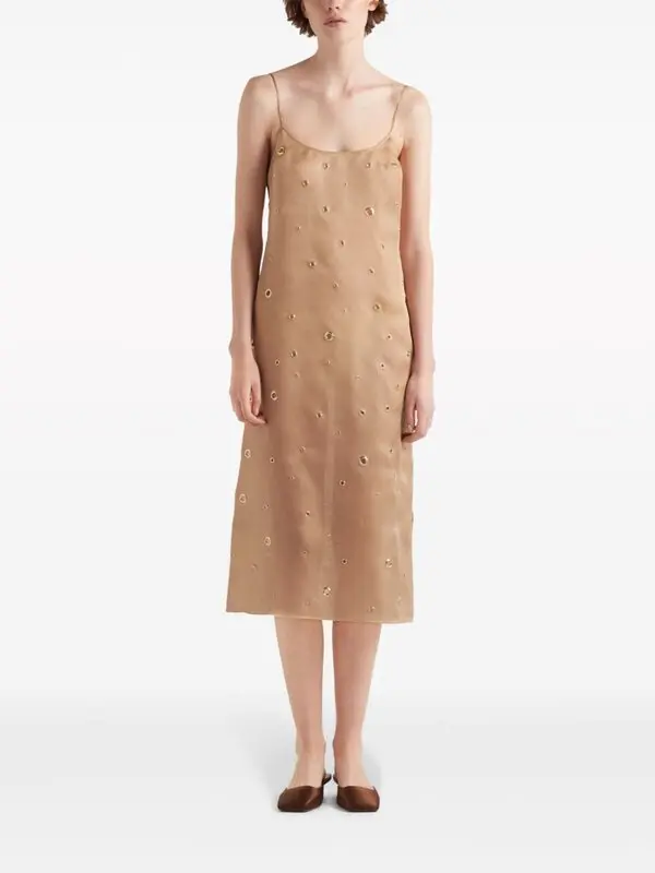 Prada Eyelet-detail Organza Midi Dress