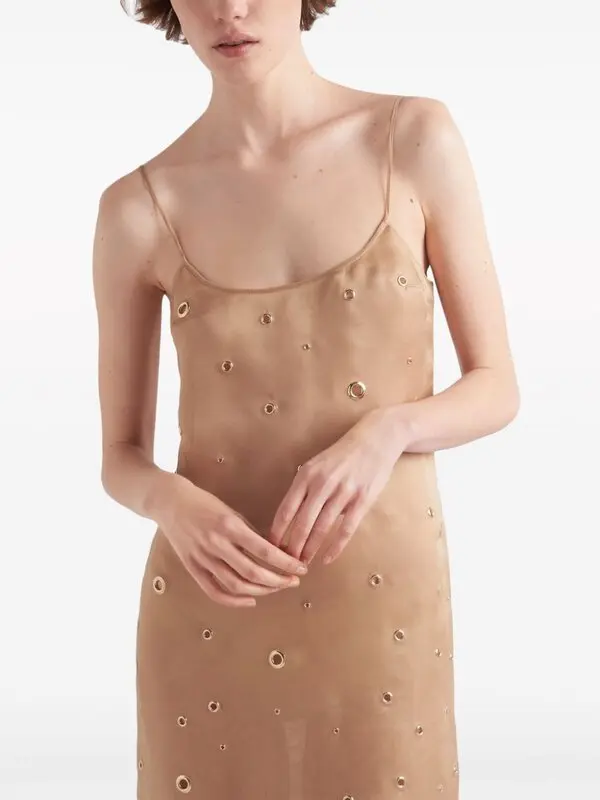 Prada Eyelet-detail Organza Midi Dress