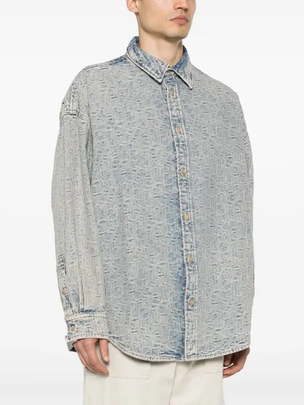 Acne Studios Monogram-jacquard Denim Shirt