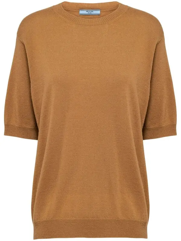 Prada Triangle-logo Cashmere Top - Brown
