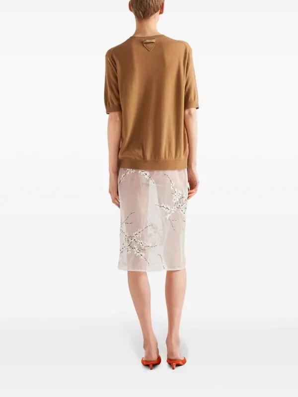 Prada Triangle-logo Cashmere Top - Brown