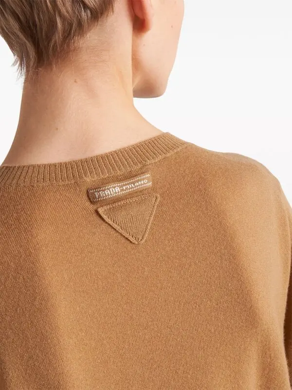 Prada Triangle-logo Cashmere Top - Brown