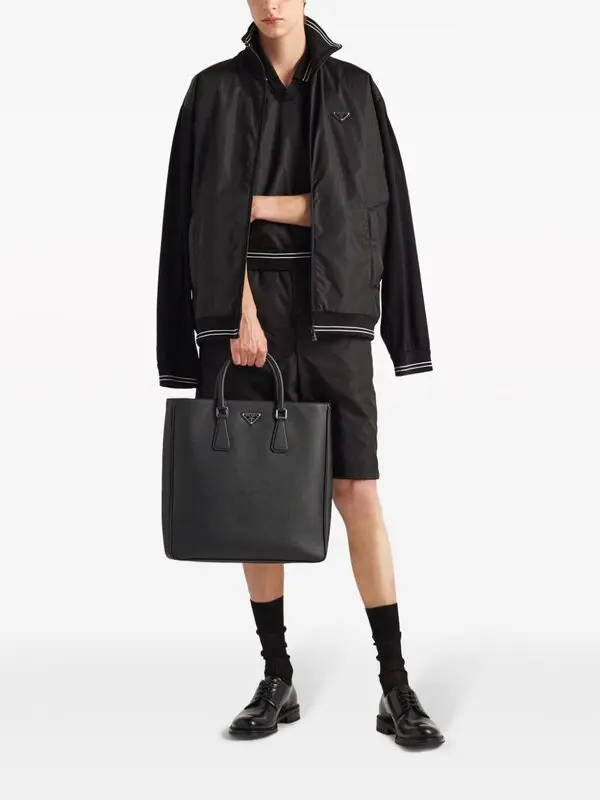 Prada Triangle-logo Panelled Bomber Jacket