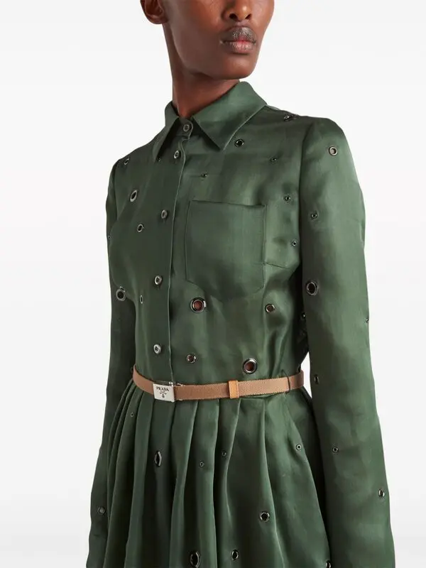 Prada Eyelet-detail Silk Organza Midi Dress