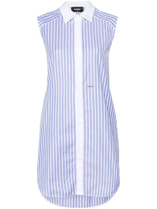 Dsquared2 Knotted-sleeves Striped Shirtdress