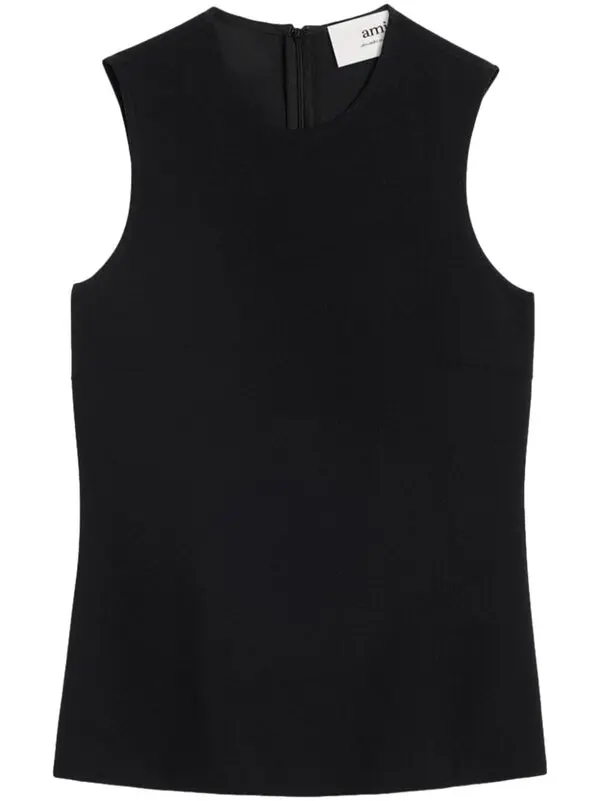 AMI Paris Crepe Tank Top - Black