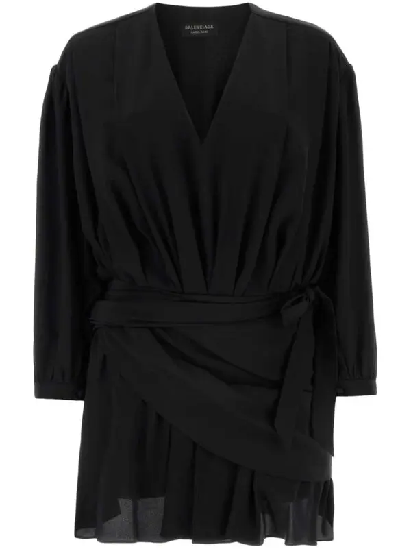 Balenciaga V-neck Silk Minidress
