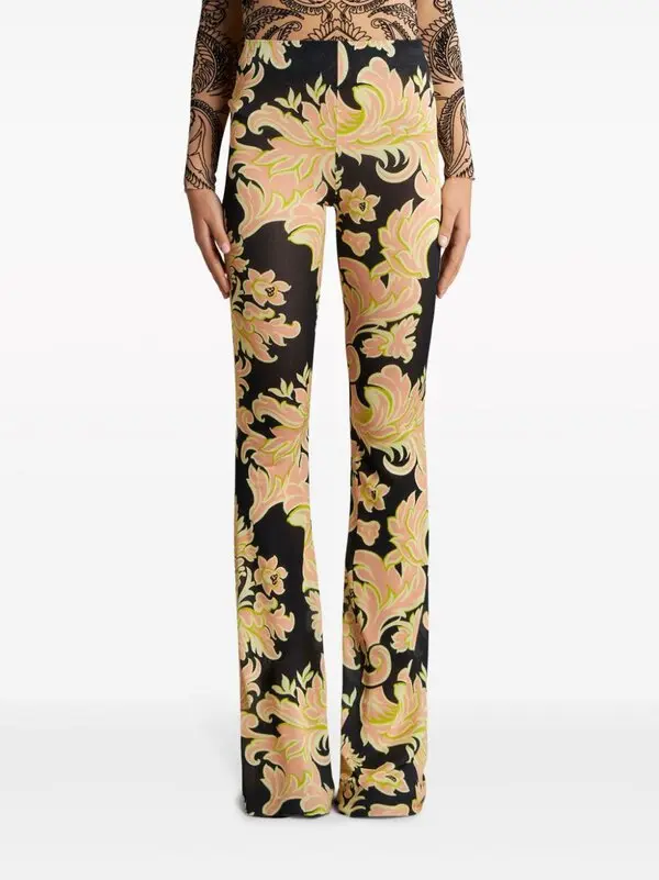 Etro Floral-print High-waisted Trousers - Black