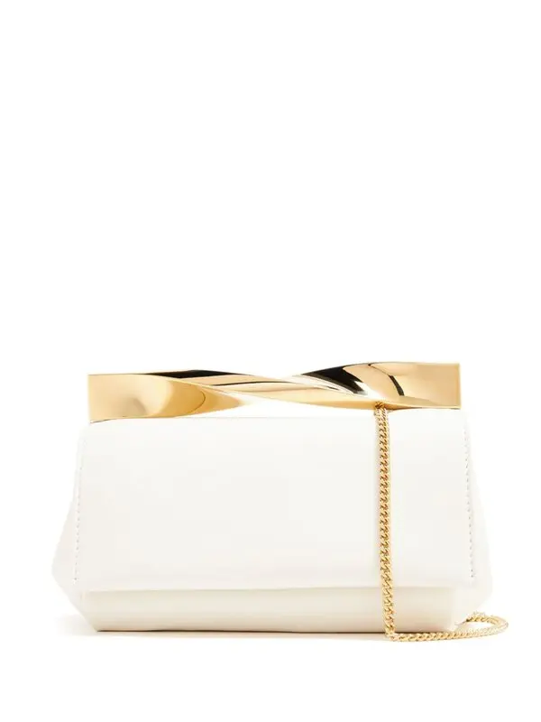 AQUAZZURA Twist Leather Clutch - White