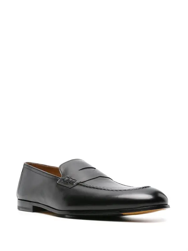 DOUCAL'S Leather Penny Loafers - Black
