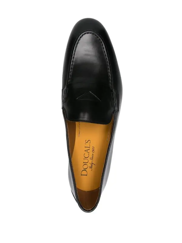 DOUCAL'S Leather Penny Loafers - Black
