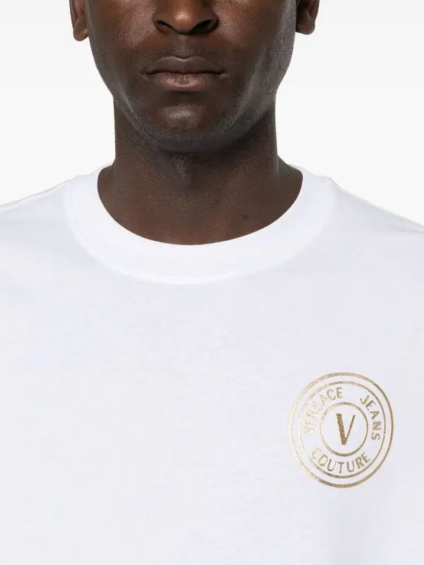 Versace V-emblem Cotton T-shirt - White
