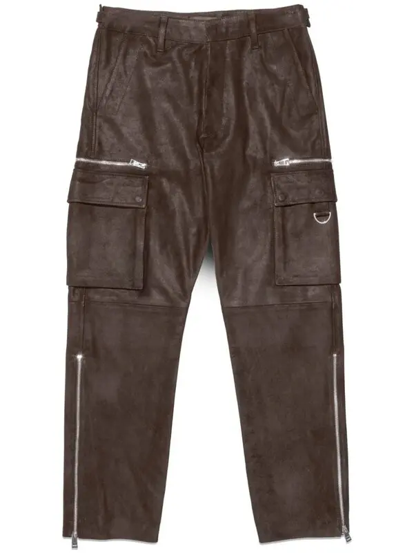 PURPLE BRAND Straight-leg Suede Cargo Trousers - Brown