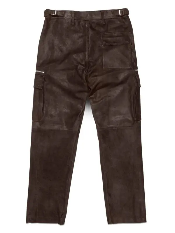 PURPLE BRAND Straight-leg Suede Cargo Trousers - Brown