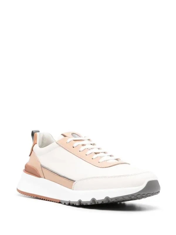 Brunello Cucinelli Embroidered Logo Leather Sneakers