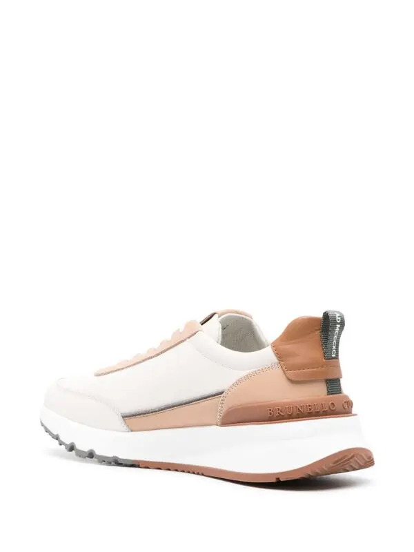 Brunello Cucinelli Embroidered Logo Leather Sneakers