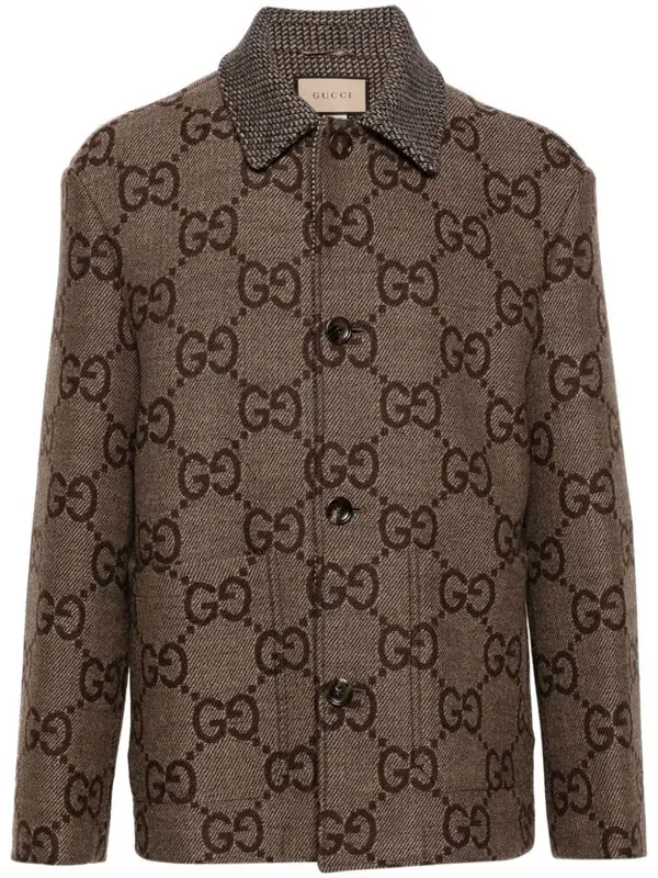 Gucci Maxi Gg-jacquard Wool Jacket