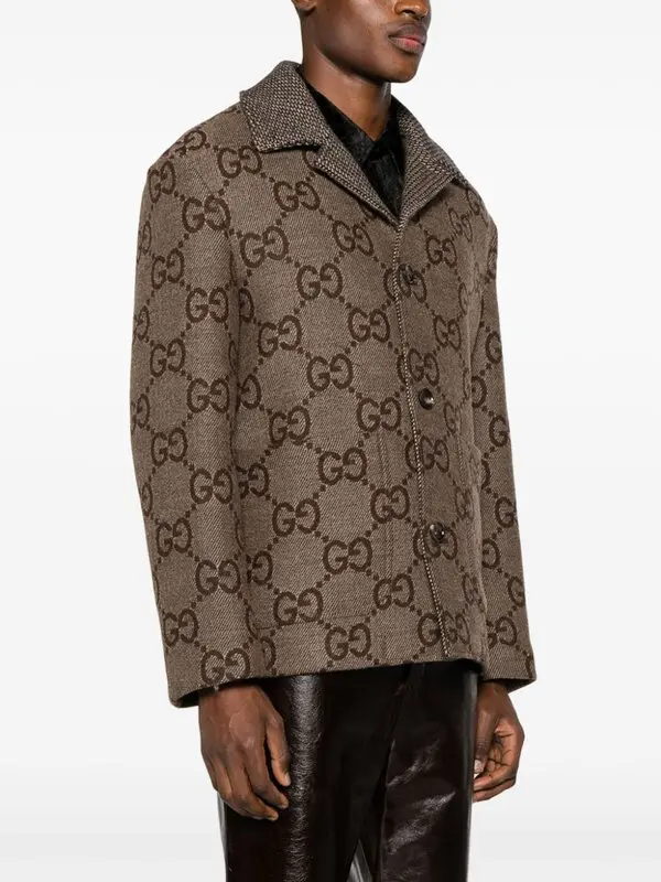 Gucci Maxi Gg-jacquard Wool Jacket