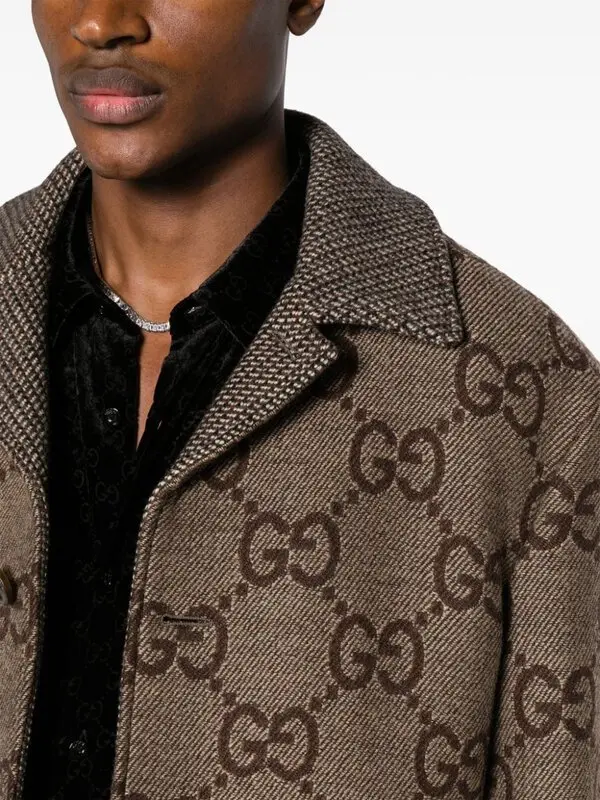 Gucci Maxi Gg-jacquard Wool Jacket
