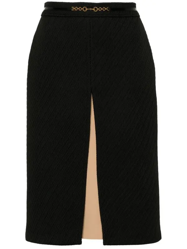 Gucci Horsebit-chain Striped Skirt