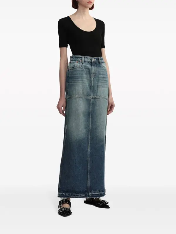 RE/DONE Mid-rise Maxi Denim Skirt - Blue