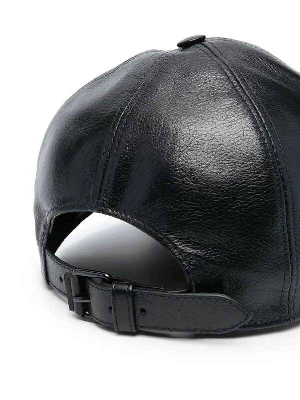 Gucci Double G Leather Baseball Hat - Black | Editorialist