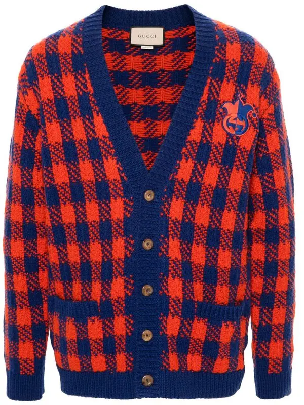 Gucci Interlocking Gg Gingham Wool Cardigan