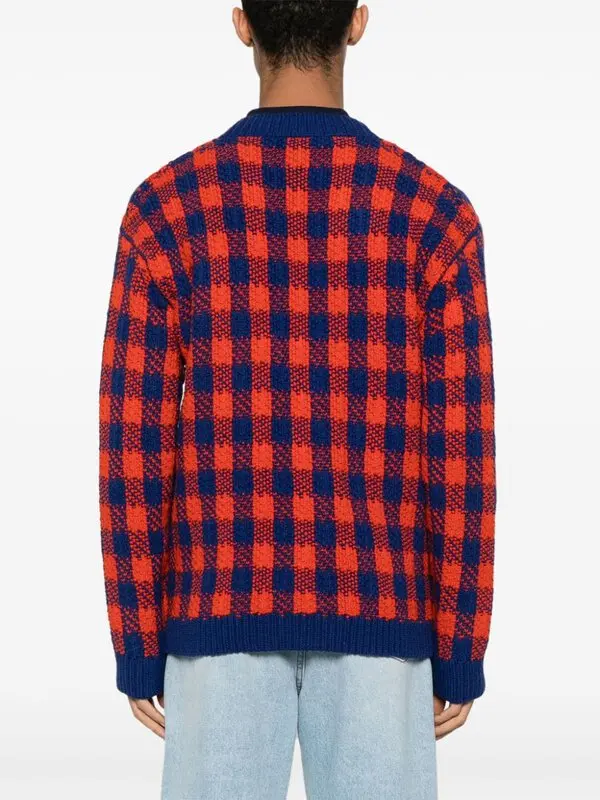 Gucci Interlocking Gg Gingham Wool Cardigan