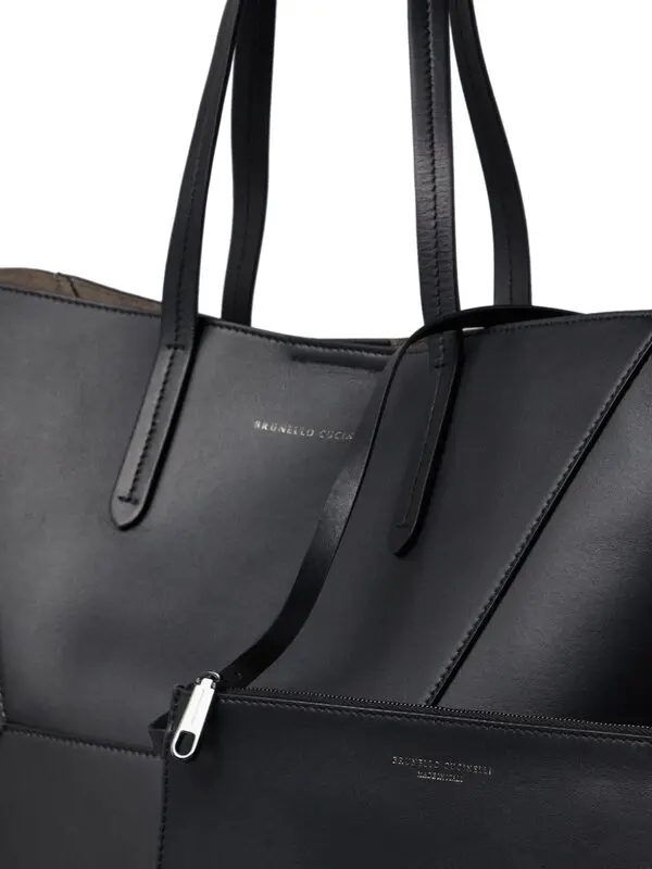 Brunello Cucinelli Leather Tote Bag - Black