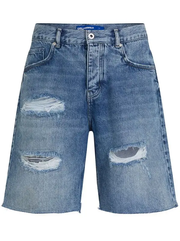 Karl Lagerfeld Distressed Denim Shorts