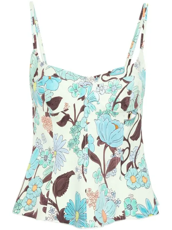 Stella McCartney Floral-print Peplum Top - Green