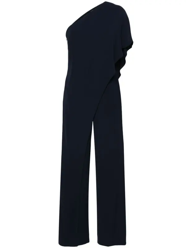 Ralph Lauren Cape Georgette One-shoulder Jumpsuit - Blue