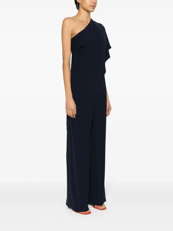 Ralph Lauren Cape Georgette One-shoulder Jumpsuit - Blue