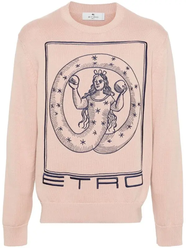 Etro Motif-embroidered Cotton Jumper - Pink