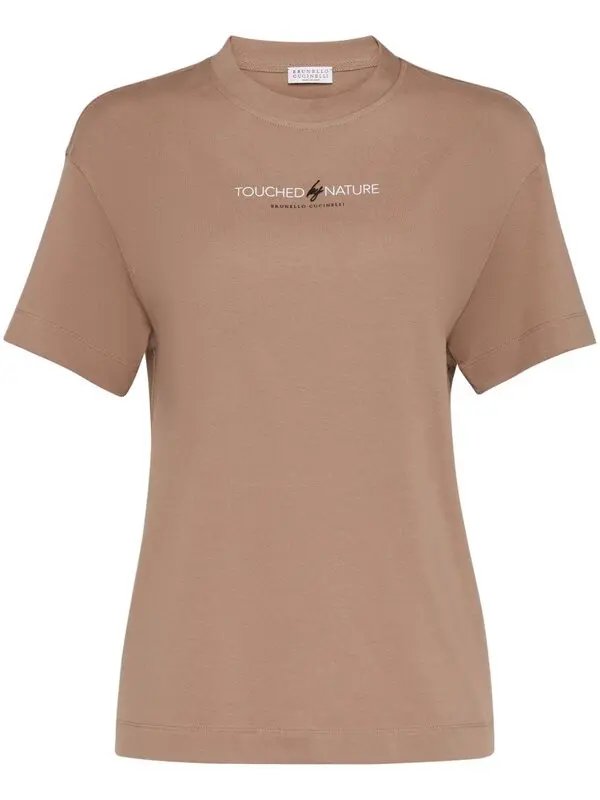 Brunello Cucinelli Slogan-print Cotton T-shirt - Brown