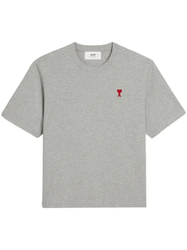 AMI Paris De Coeur Embroidered T-shirt - Grey