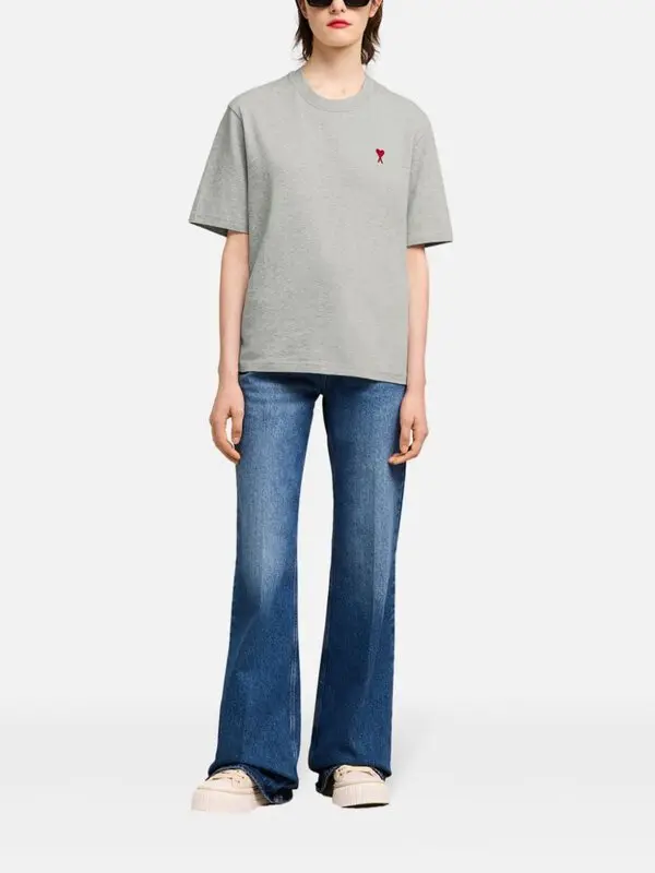 AMI Paris De Coeur Embroidered T-shirt - Grey