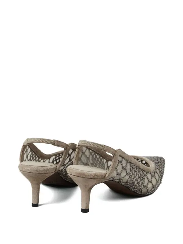 Brunello Cucinelli Net-embroidery Suede Pumps