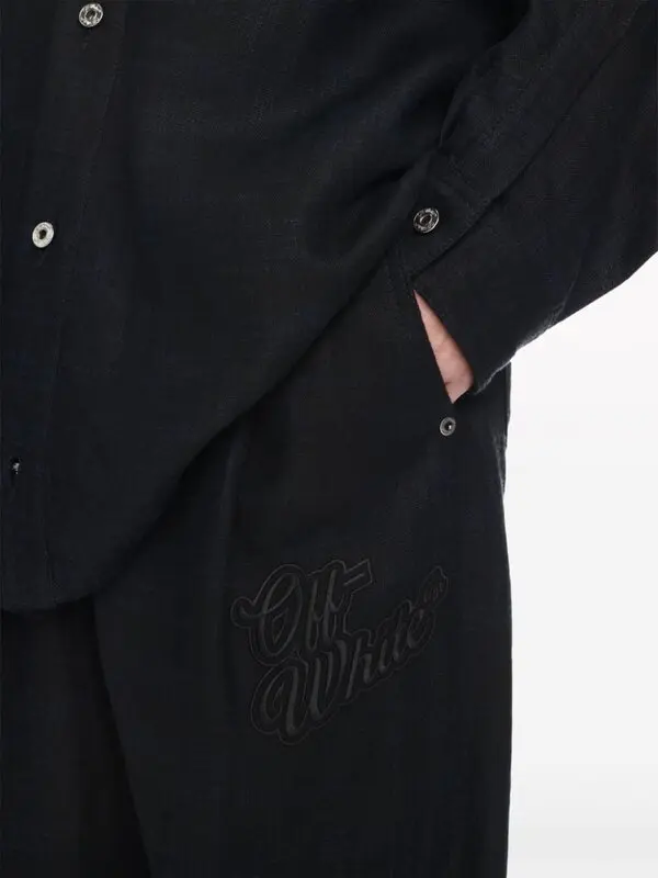 Off-White Wide-leg Linen Trousers