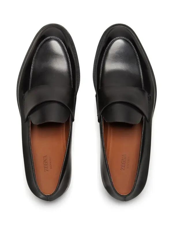 Zegna Torino Leather Loafers - Black