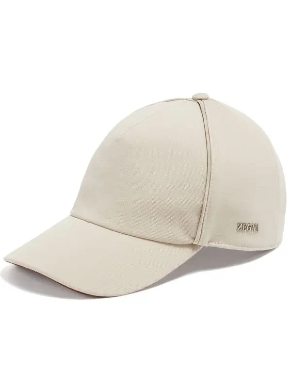 Zegna Logo-plaque Cotton-blend Cap - Neutrals