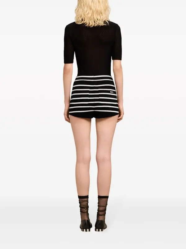 AMI Paris Striped Knitted Mini Shorts