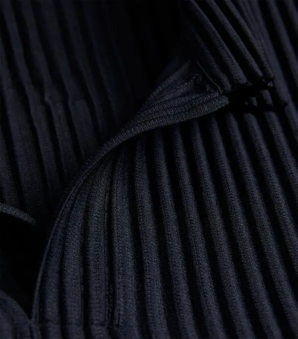 Issey Miyake Pleated Polo Shirt - Navy